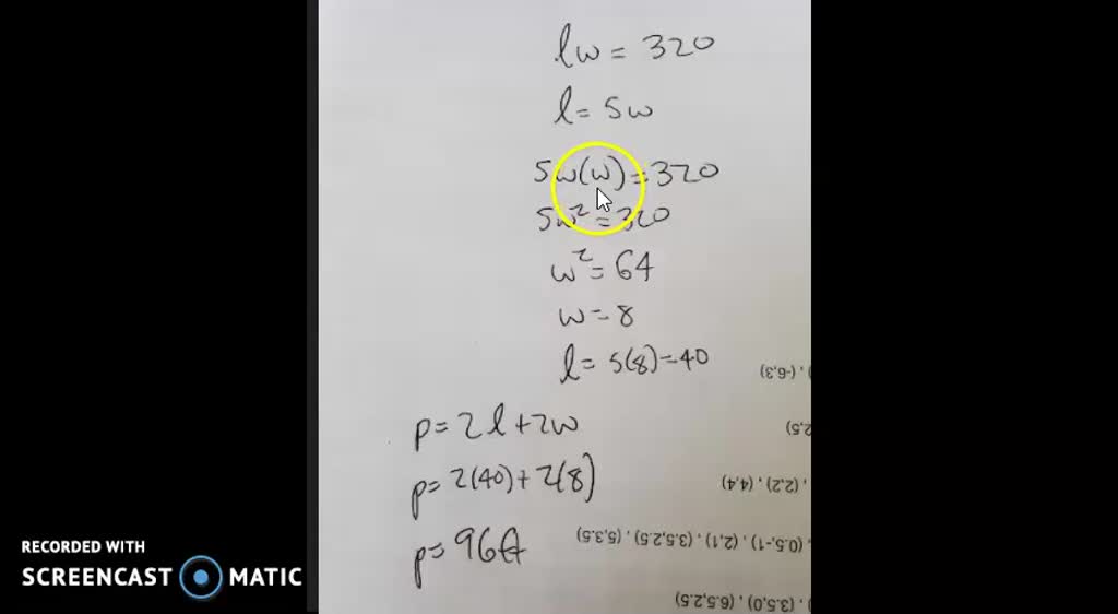 SOLVED: The length ofa rectangle is five times its width: The area of ... SOLVED: The length ofa rectangle is five times its width: The area of ...