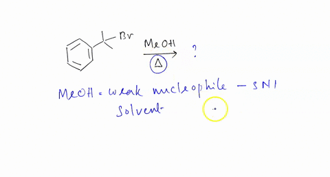 draw the expected products of the following solvolysis process br meoh ...