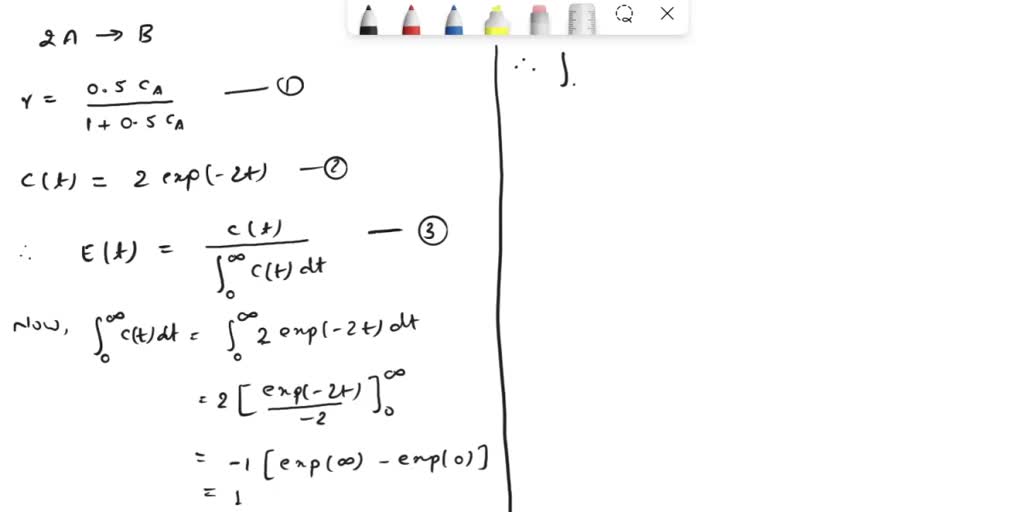 SOLVED: A pulse tracer input was introduced into a continuous stirred tank reactor (CSTR) for ...