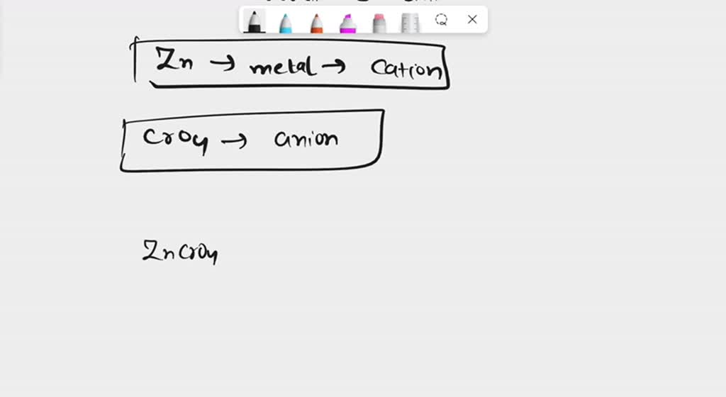 SOLVED: The compound ZnCrO4 is an ionic compound. What are the ions of ...