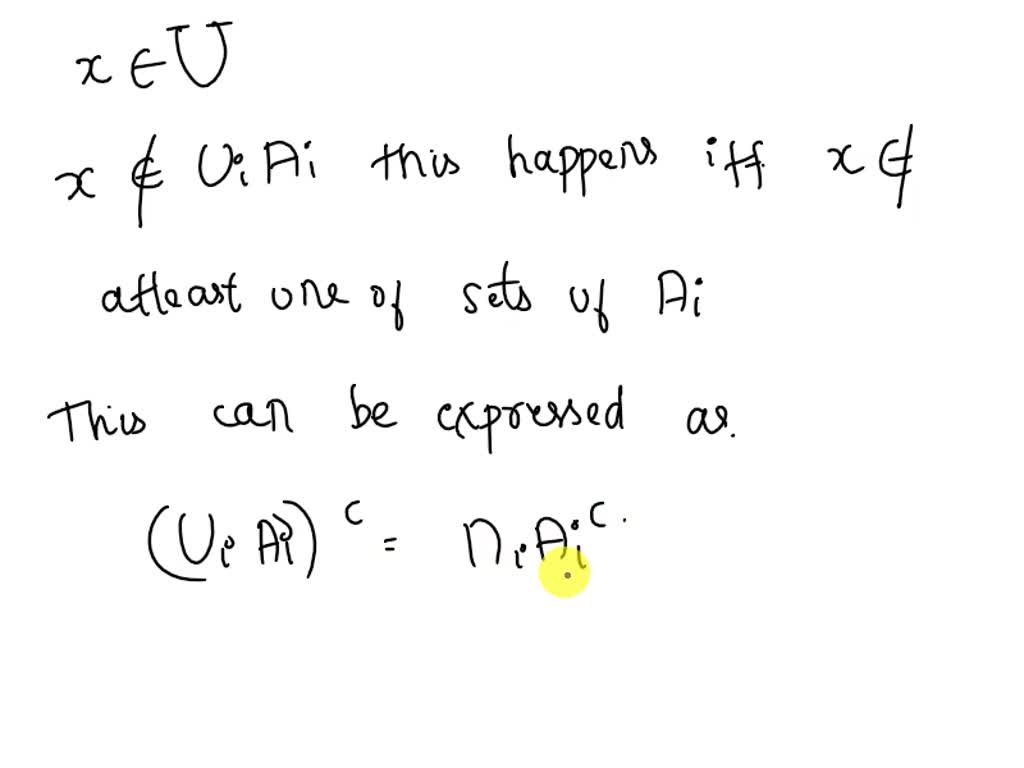 SOLVED: Exercise 1 - Let A; : i ∈ I be a collection of sets. Prove ... SOLVED: Exercise 1 - Let A; : i ∈ I be a collection of sets. Prove ...
