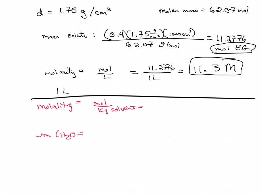SOLVED: An aqueous antifreeze solution is 40.0% ethylene glycol (C2H6O2 ...