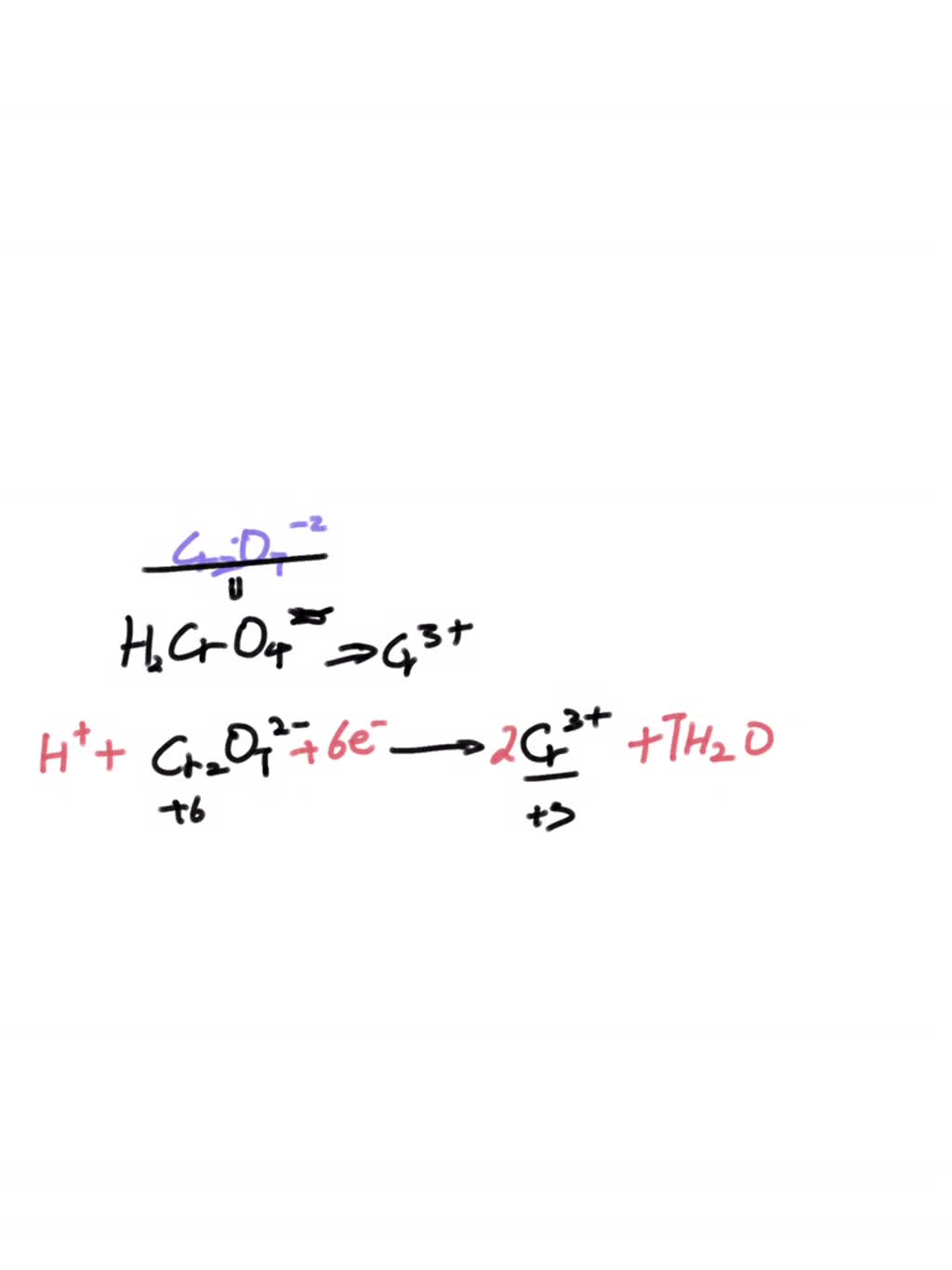 SOLVED: Give the half reaction of the reduction of Cr2O7-2 in chromic ...
