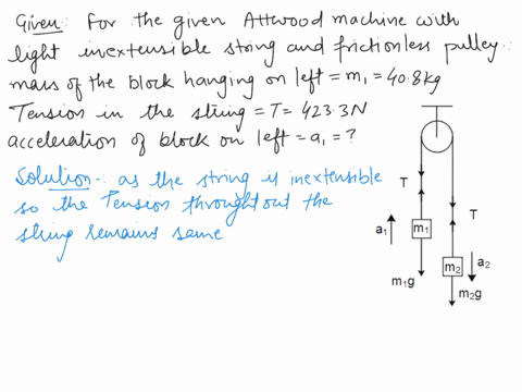 Consider an atwood machine where two blocks are connected by...