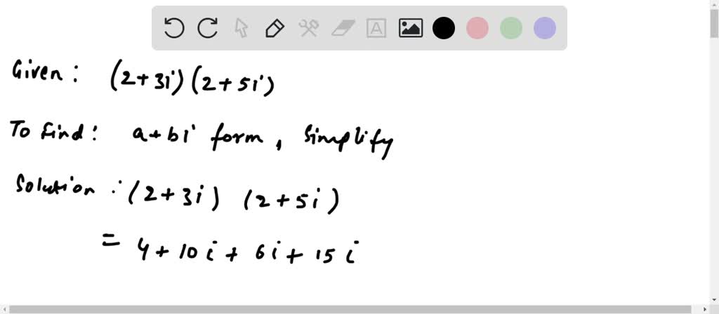 SOLVED: Multiply and simplify: (8-5i)(6+i). Write the answer in the form a+bi, where a and b are ...