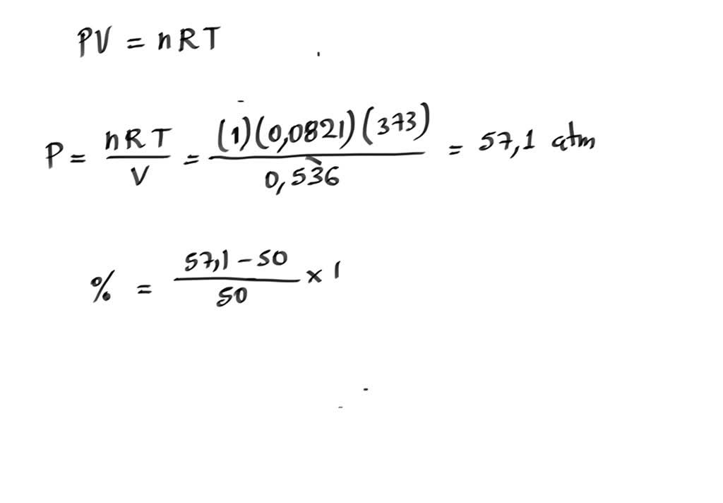 Carbon dioxide gas (1.00 mole) at 373 K occupies 536 mL at 50.0 ...