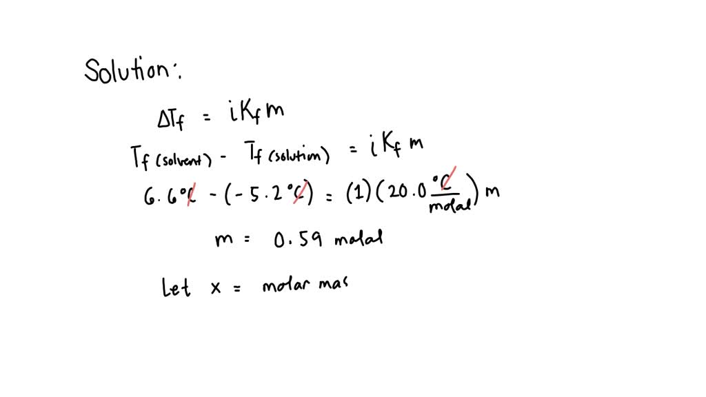 SOLVED: A solution is prepared by dissolving 3.75 g of an unknown nonelectrolyte in 12.00 g of ...