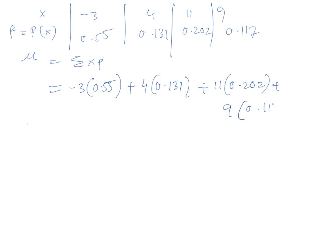 Solved Find The Mean Variance And Standard Deviation For The