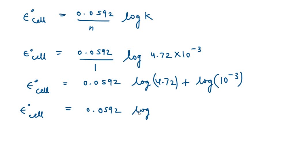 SOLVED: What is Eocell (in V) for a redox reaction where one electron ...