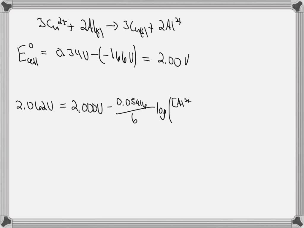 SOLVED: A voltage cell was constructed based on the following two half ...
