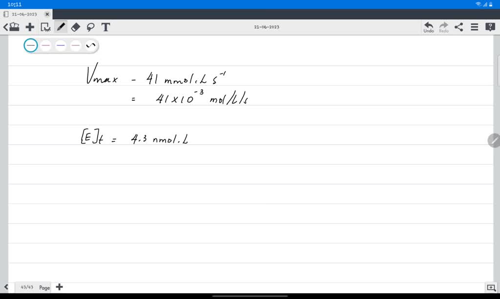 SOLVED: Determine the value of the turnover number of the enzyme ...