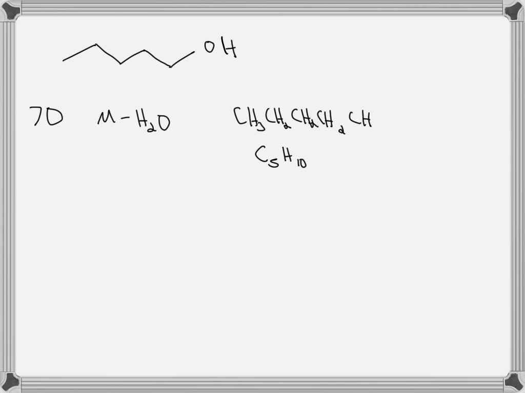 SOLVED: The mass spectra of 1-pentanol are shown. Identify fragments having m/z = 70, 55, 42 ...