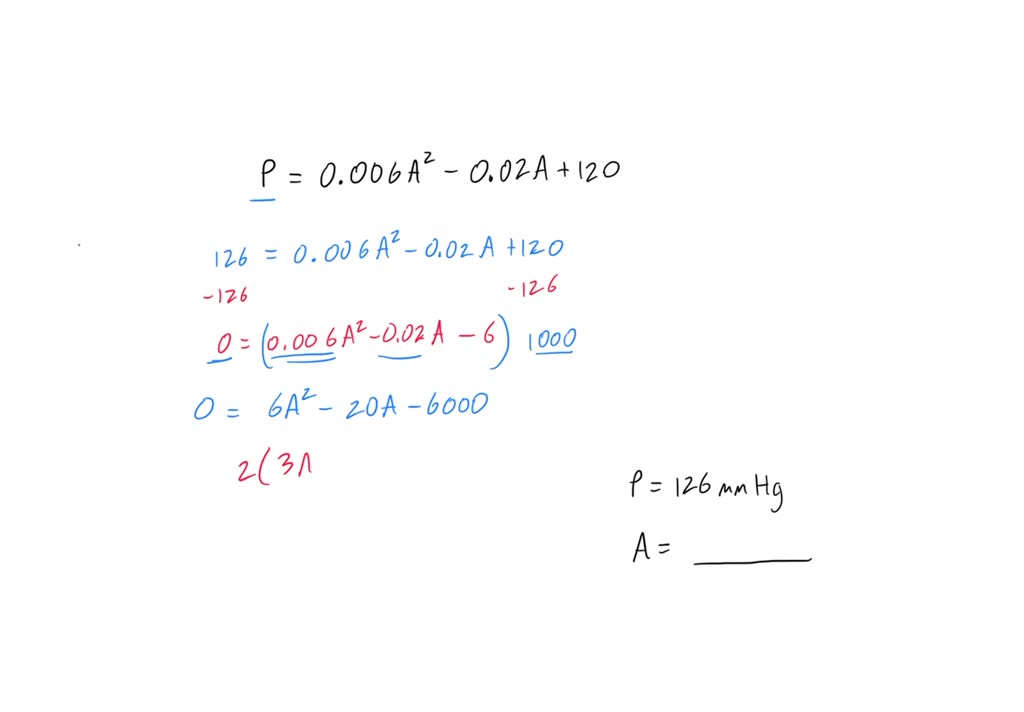 SOLVED: A formula for the normal systolic blood pressure for a man age ...