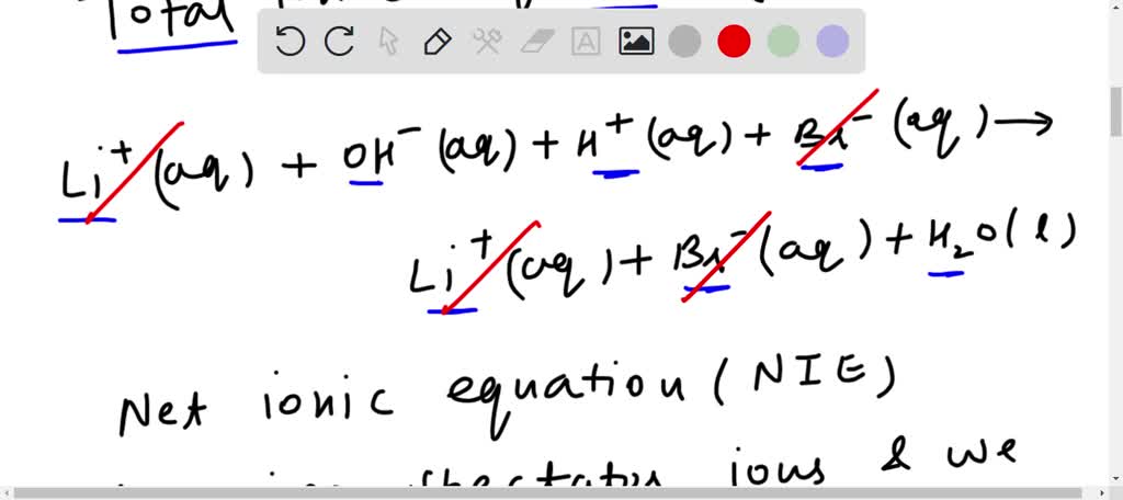 SOLVED: Which is the net ionic equation for the reaction between aqueous solutions of lithium ...