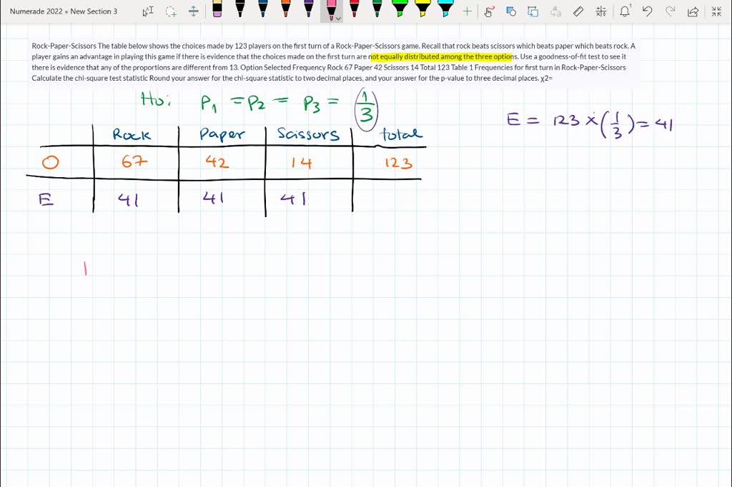 SOLVED: Rock-Paper-Scissors The table below shows the choices made by ...
