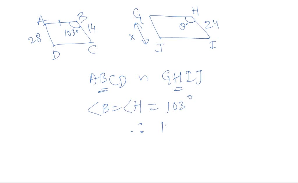 SOLVED: Quadrilateral ABCD and quadrilateral GHIJ are similar. If angle ... SOLVED: Quadrilateral ABCD and quadrilateral GHIJ are similar. If angle ...