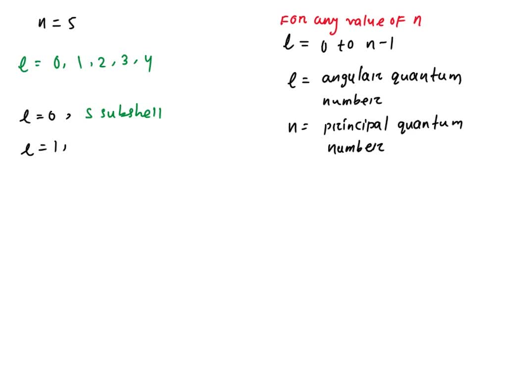 SOLVED: List all possible values of the angular momentum quantum number ... SOLVED: List all possible values of the angular momentum quantum number ...