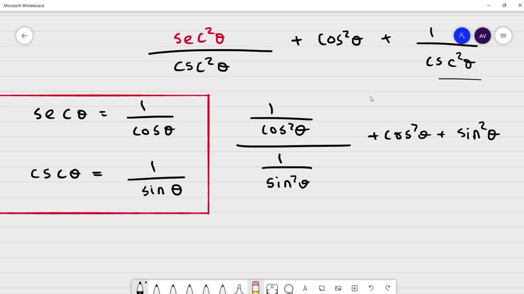 SOLVED: Use the fundamental identities to fully simplify the expression. (1 + tan2(?)/ csc2 ...