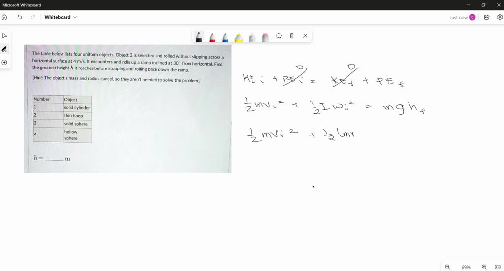 Solved The Table Below Lists Four Uniform Objects Object 2 Is Selected And Rolled Without