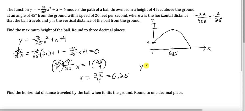 SOLVED: A ball is thrown across a playing field from a height of h = 4 ...