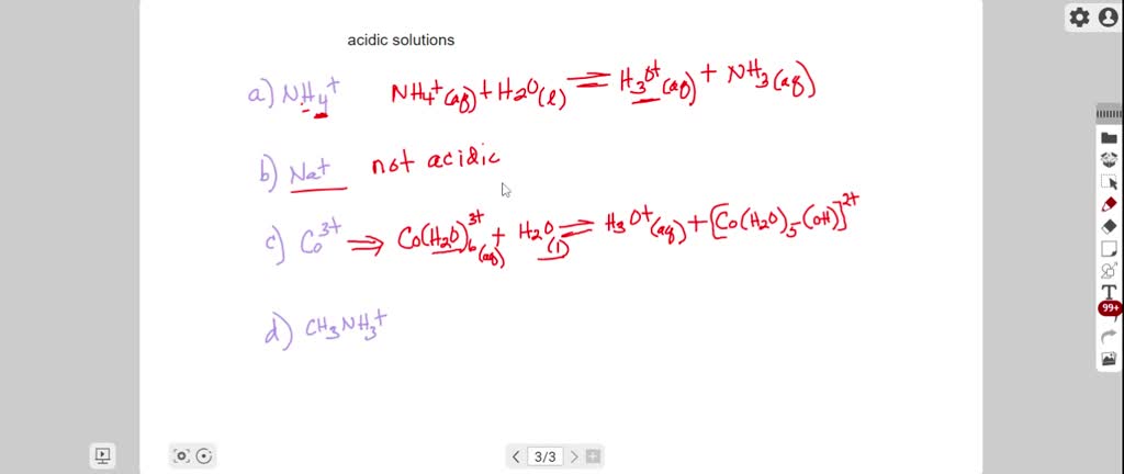 SOLVED: Determine whether each cation is acidic or pH-neutral. For the ...