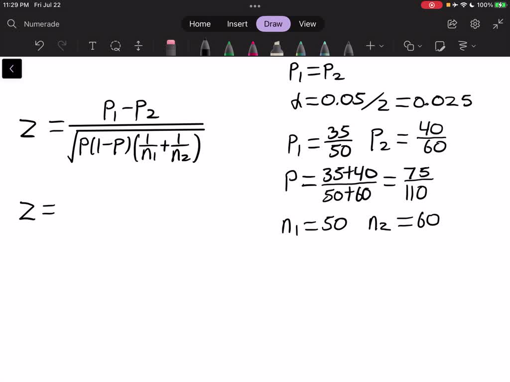 Find the standardized test statistic, z, to test the hypothesis that p1 ...