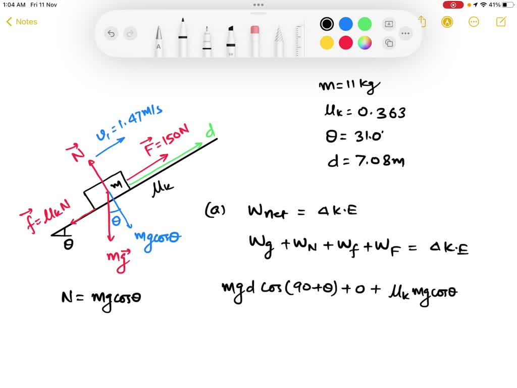 SOLVED: A crate is pulled by a force (parallel to the incline) up a ...