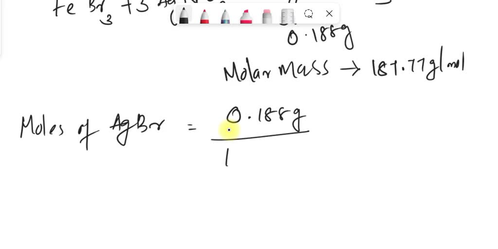 SOLVED: A sample of 211 g of iron (III) bromide is reacted with 186 g ...