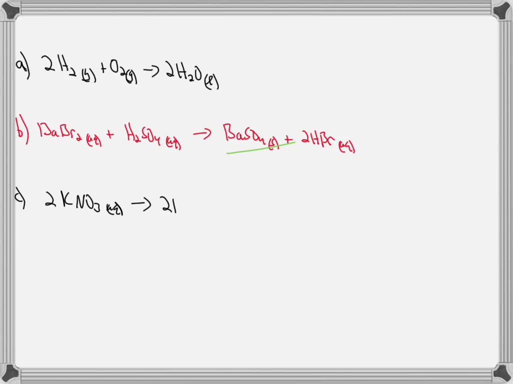 Solved Which Reaction Below Is Not A Redox Reaction 2h2 G 02 G