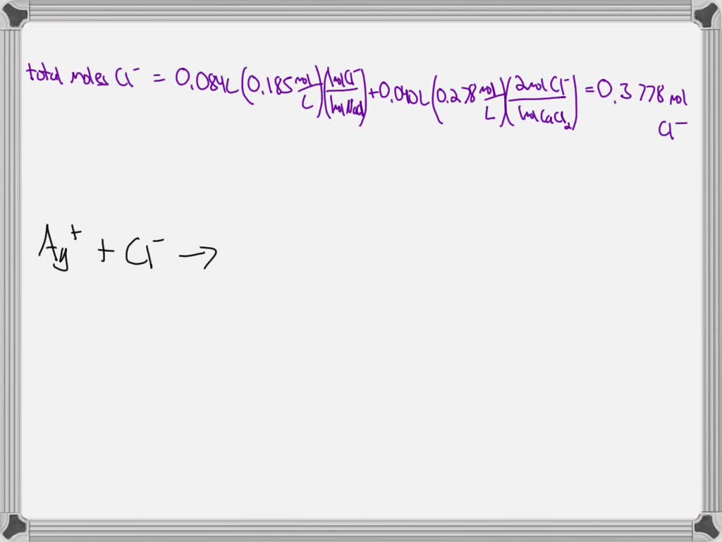 SOLVED: A solution is prepared by mixing 84.0 mL of a 0.185 M NaCl solution with 40.0 mL of a 0. ...