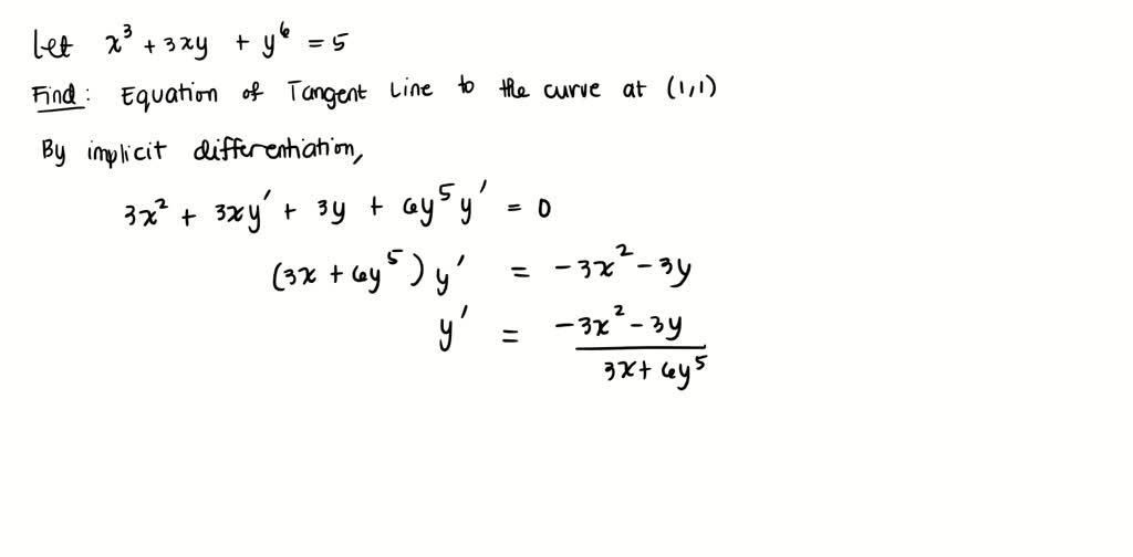 SOLVED: (6 points) Let curve a6 +35 Determine the equation for the line ...