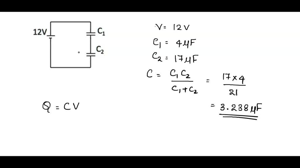 SOLVED: Calculate the voltage across C1 in the following circuit if the total voltage is 12 V ...