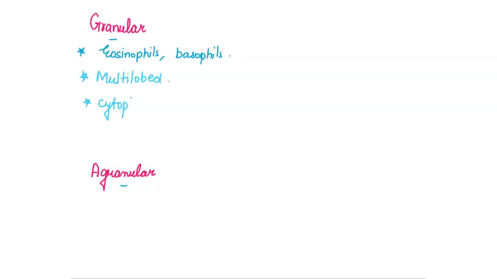 SOLVED: Distinguish between granular and agranular leukocytes (white ...