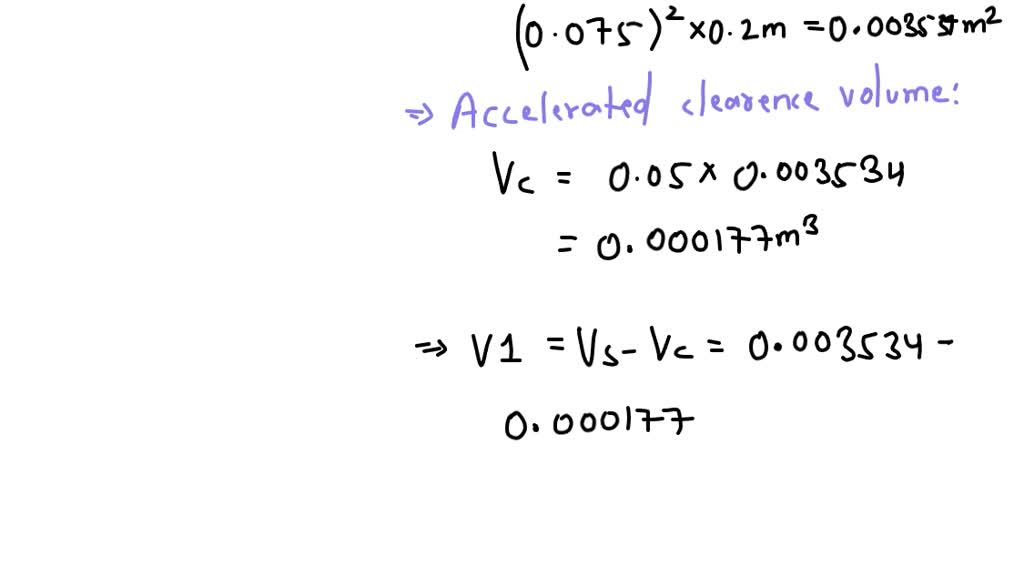 A compressor has a 150 mm bore and 200mm stroke.The clearance volume of ...