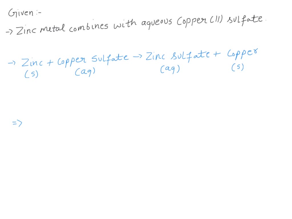 Zinc Sulfate And Copper Balanced Equation at Eva Facy blog Zinc Sulfate And Copper Balanced Equation at Eva Facy blog