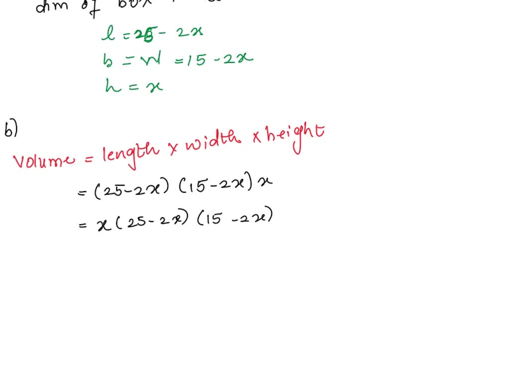 SOLVED: An open top rectangular box is to be made from a rectangular ...