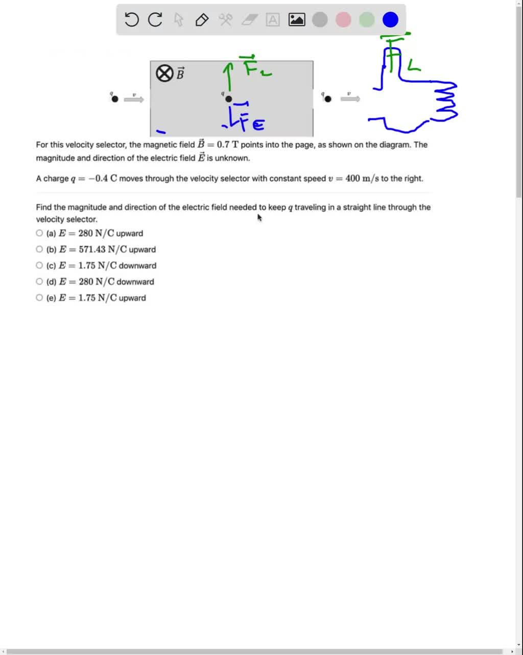 SOLVED: A velocity selector consists of an electric field in the –y ...