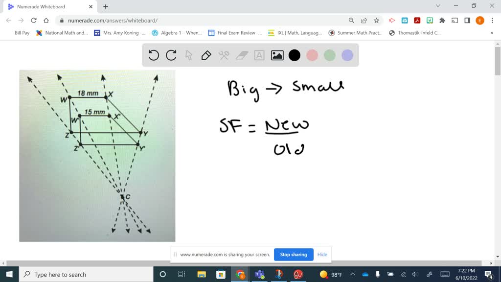 SOLVED: "Trapezoid W'X'Y'Z' is the image of trapezoid WXYZ under a dilation through point C ...