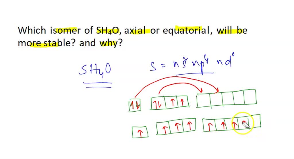 Which isomer of SH4O, axial or equatorial, will be more stable? And why?