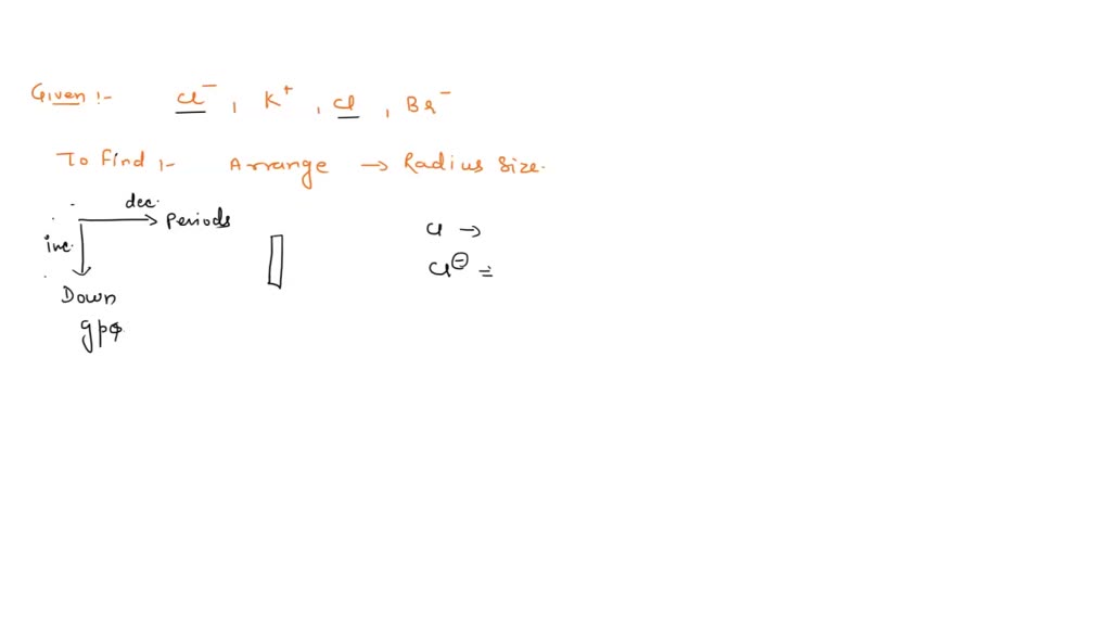 Arrange the following in order of decreasing radius size. Use number of ...