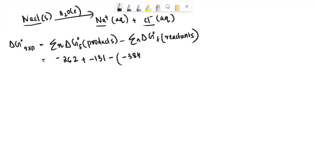 SOLVED: For sodium chloride, Nad (s) = Na" (aq) + cl (aq) Ksp = 37.6 ...