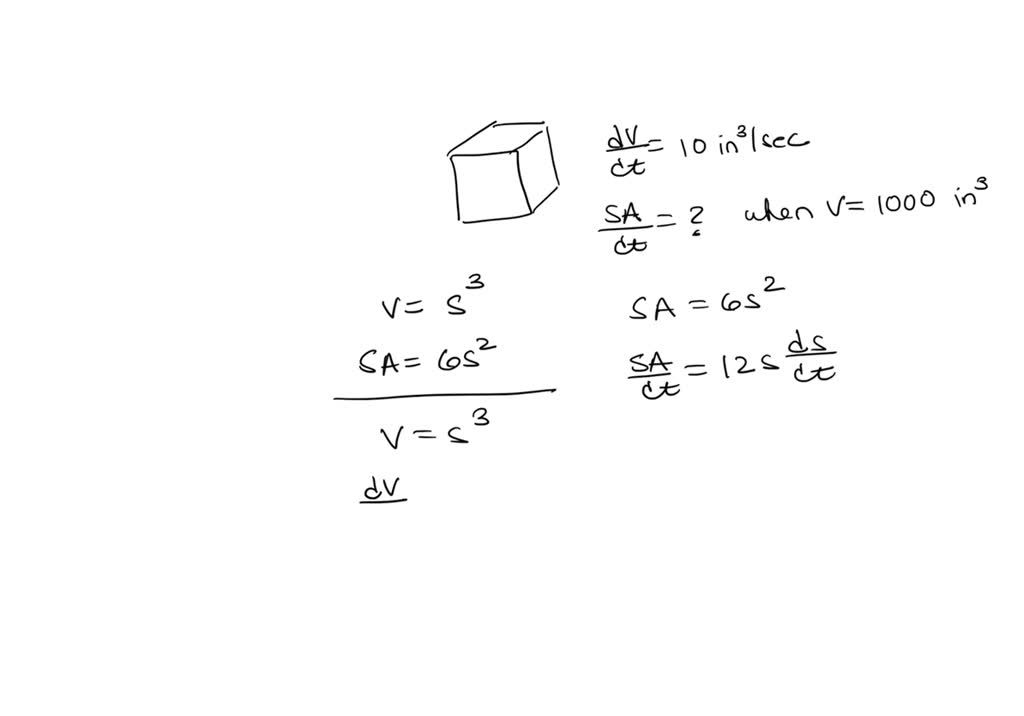 SOLVED: Ifthe volume V = s3 of an expanding cube is increasing at the ...