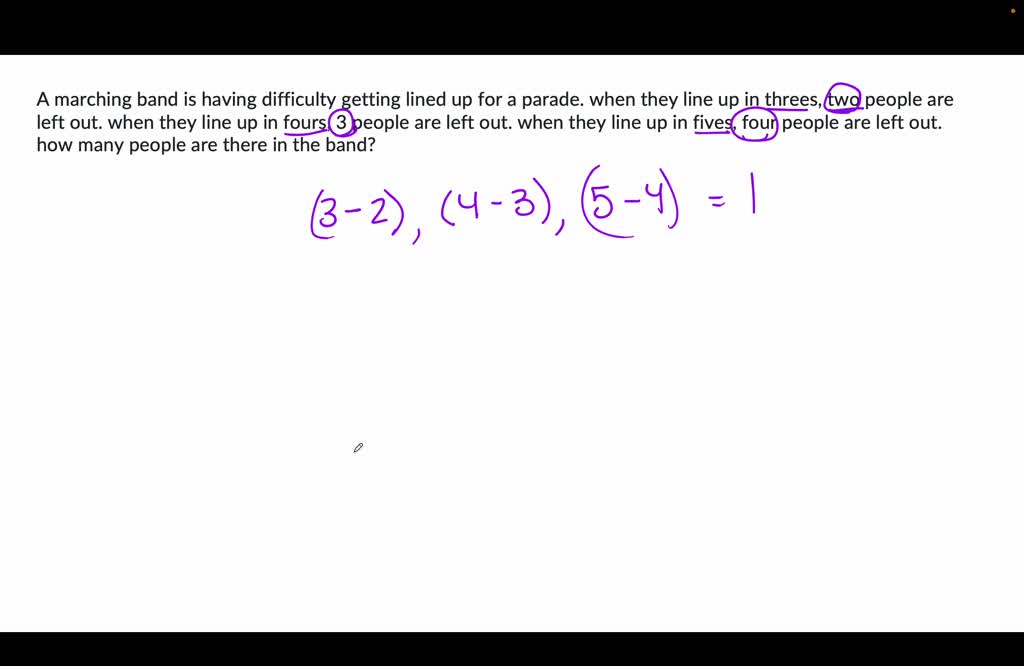 SOLVED: A marching band is having difficulty getting lined up for a ...
