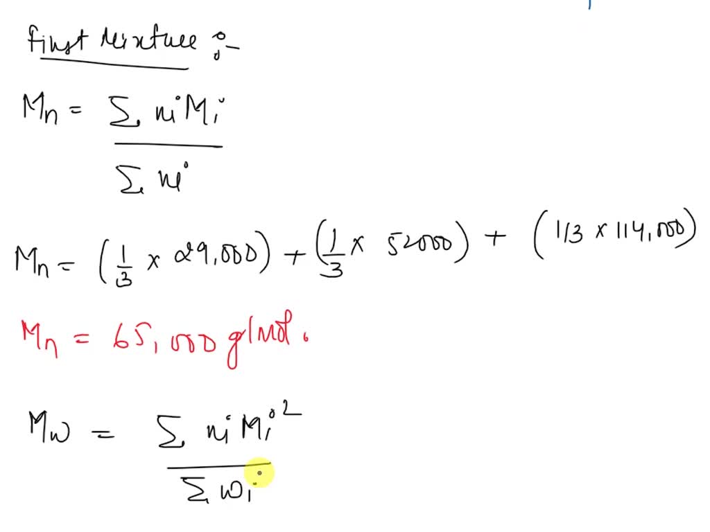 SOLVED: Two mixtures were prepared from three very narrow molar mass ...