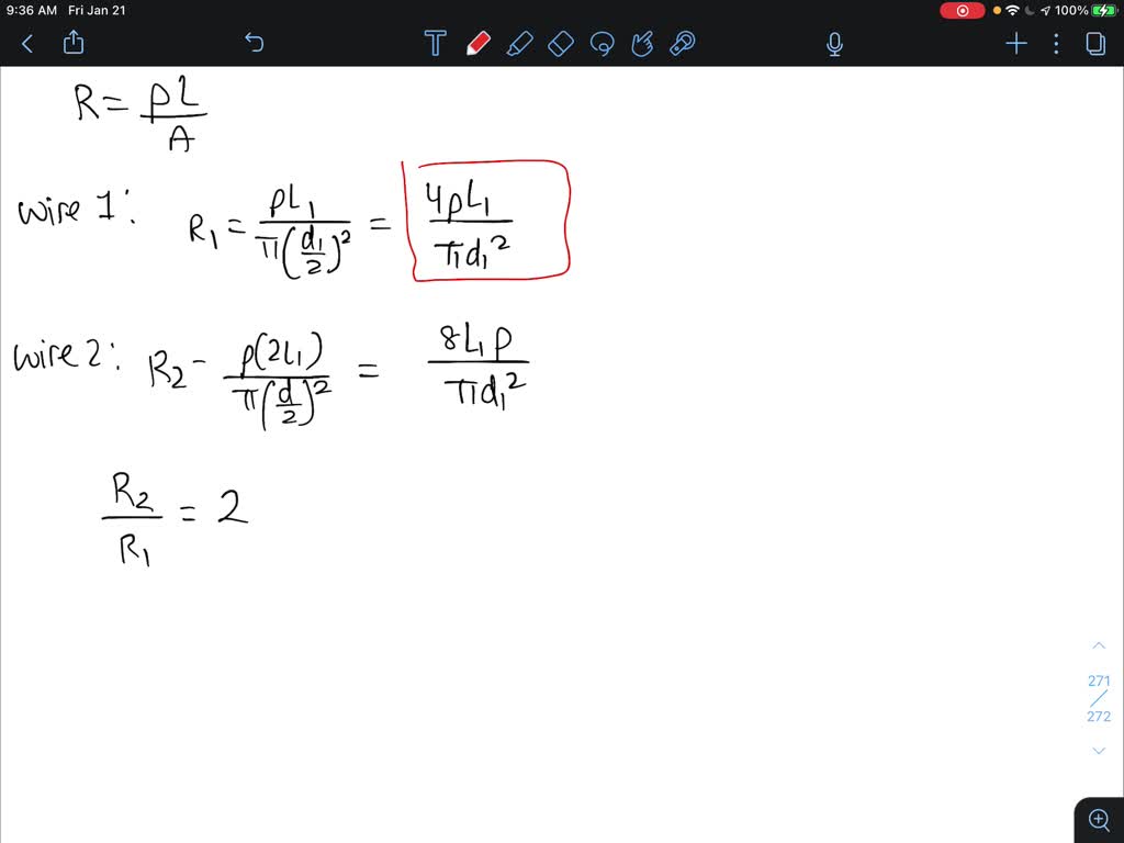 SOLVED: A wire of length L1 has a resistance R1. A second wire of the ...