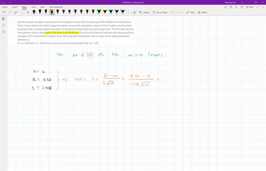 SOLVED: Let the random variable x represent the hemoglobin count (HC) in grams per 100 ...