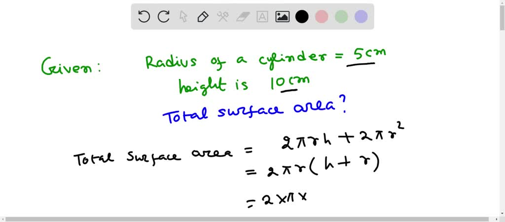 SOLVED: Find the surface area of a cylinder whose radius is 5 cm and ...