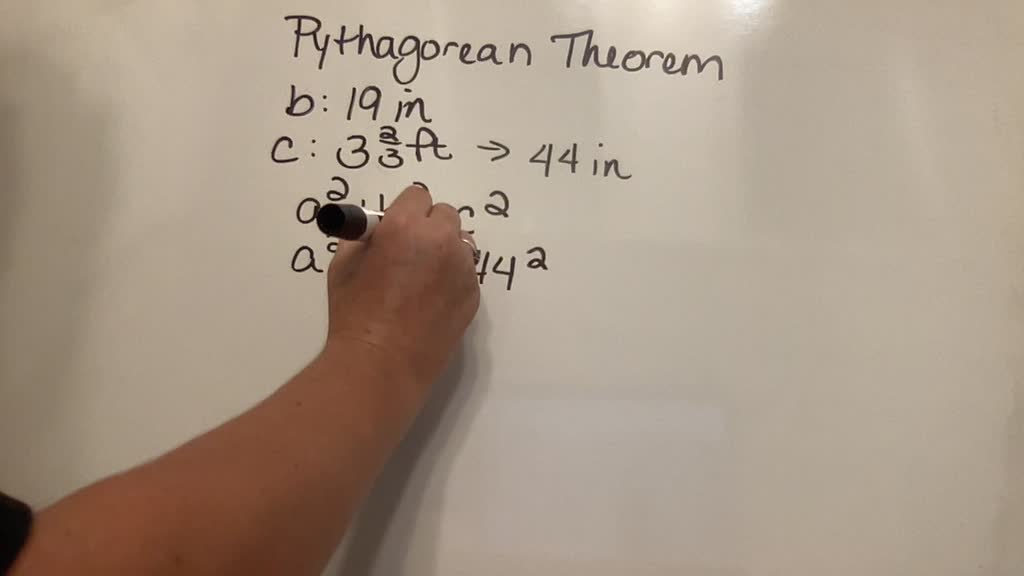 SOLVED: Use the Pythagorean Theorem to find the length of side "a" if side "b" is 19 inches long ...