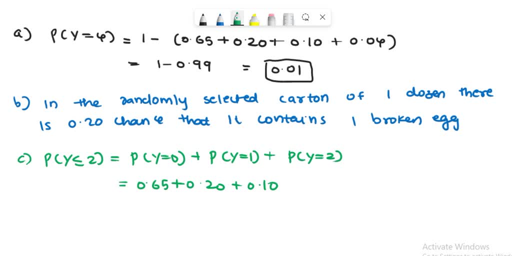 SOLVED: 'Problem #1 Let Y denote the number of broken eggs in a ...