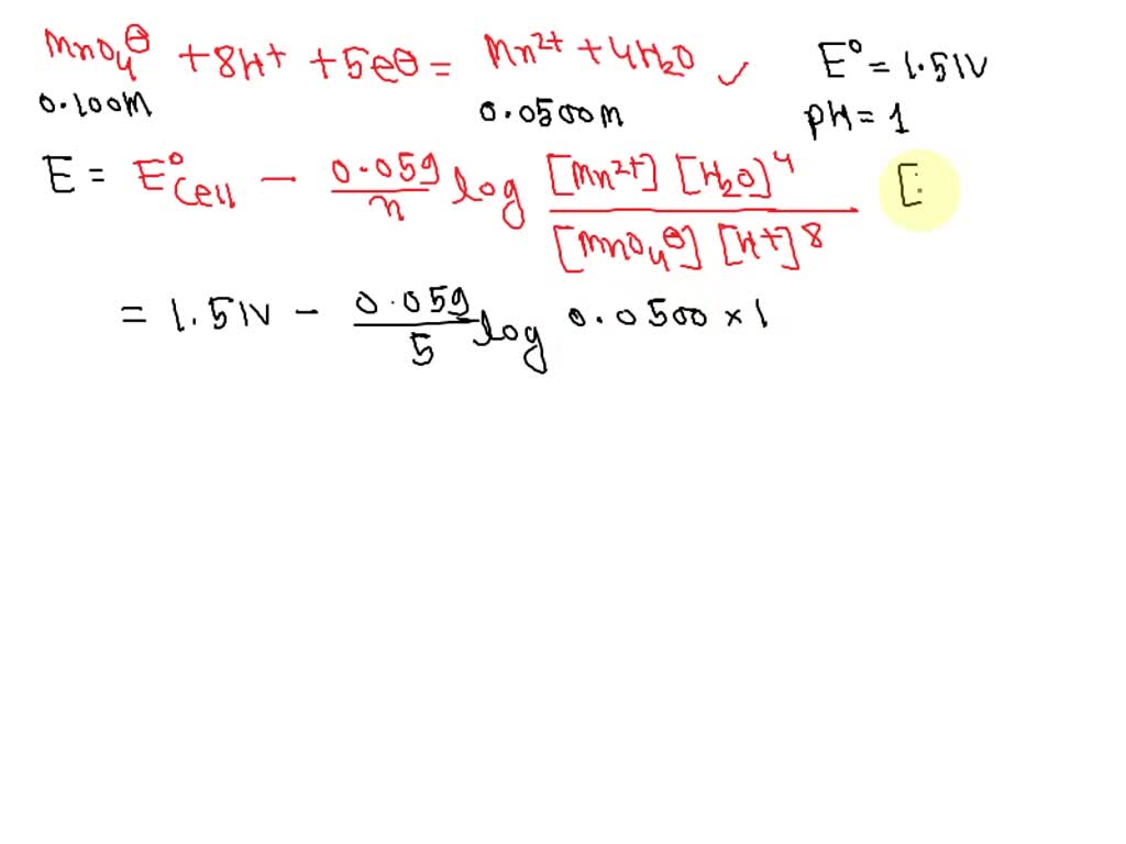 Solved Calculate The Potential Of An Indicator Electrode Versus The